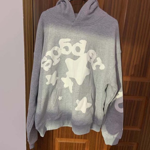 Sp5der | Shirts | Sp5der White Letters Logo Print Gray Long Sleeve ...